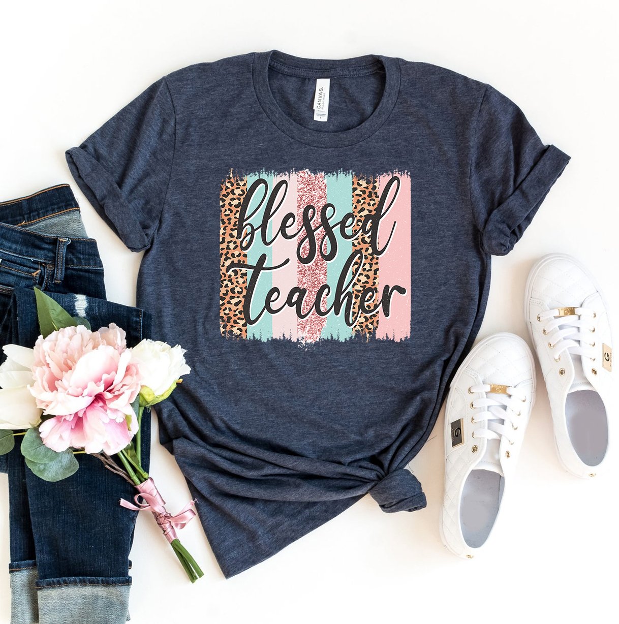 Blessed Teacher T-shirt Teaching Shirts Women's Thanksgiving Tee School ...