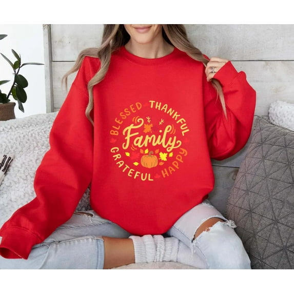 Blessed Thankful Grateful Happy Family Fall Feast Thanksgiving Vintage ...