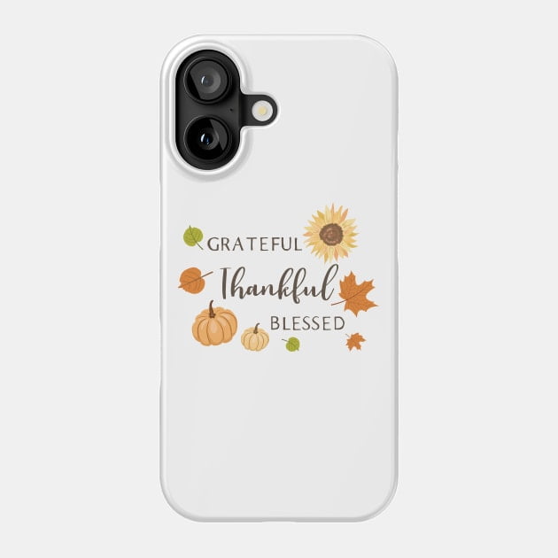 Blessed Thanksgiving Quote Holiday Cartoon Illustration Phone Case for ...