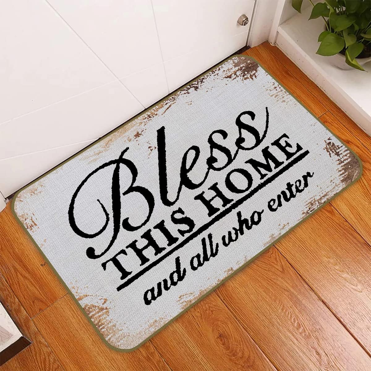 Blessed This Home and All Who Entered Retro Welcome Decorative Doormat ...