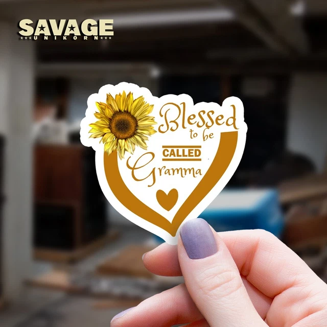 Blessed To Be Called Gramma Sunflower And Hearts Sticker Phone Decal ...