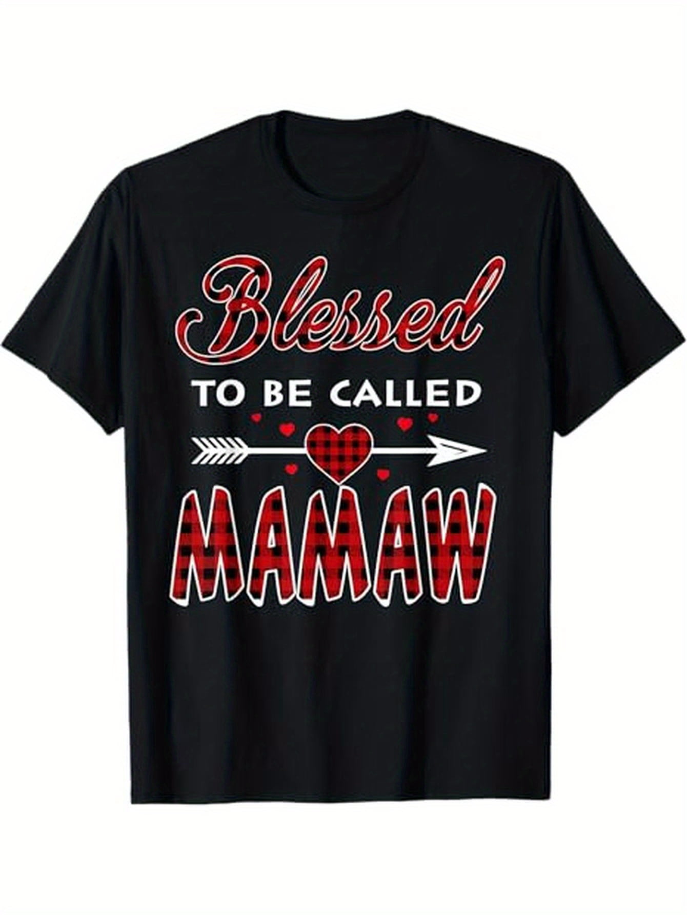 Blessed To Be Called Mamaw -Buffalo Plaid Grandma Christmas T-Shirt ...