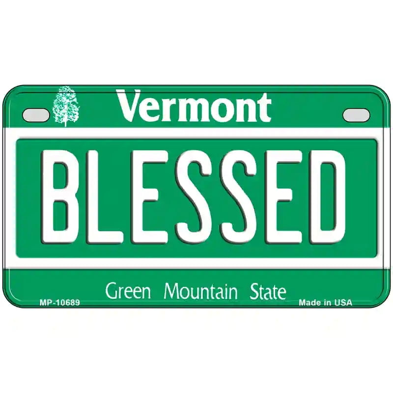 Blessed Vermont Metal Novelty License Plate 7" x 4" Motorcycle ...