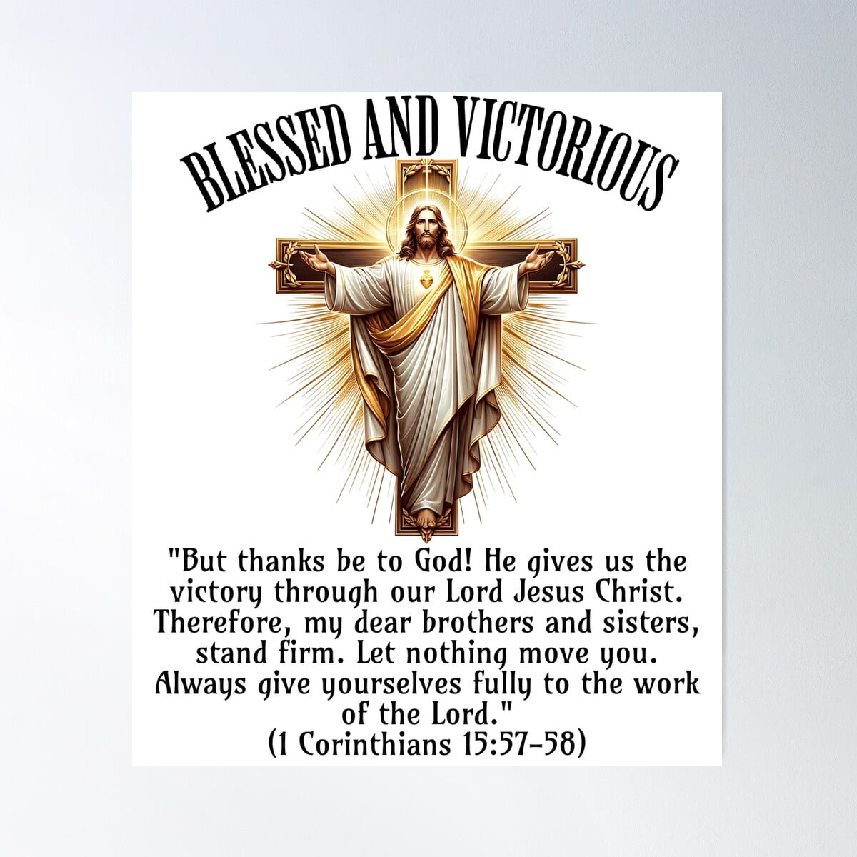 Blessed And Victorious – Christian Bible Verse Art, Inspirational Jesus ...