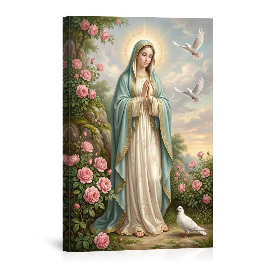 Blessed Virgin Mary Elegant Madonna Prayer Religious Christian Dove ...