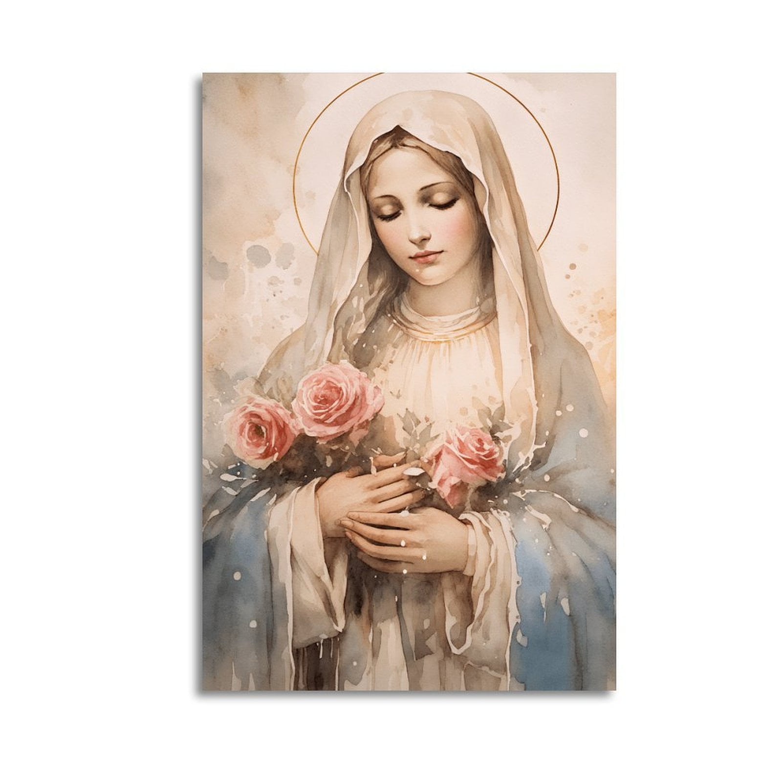 Blessed Virgin Mary Mother Watercolor Art Poster Great Wall Art for ...