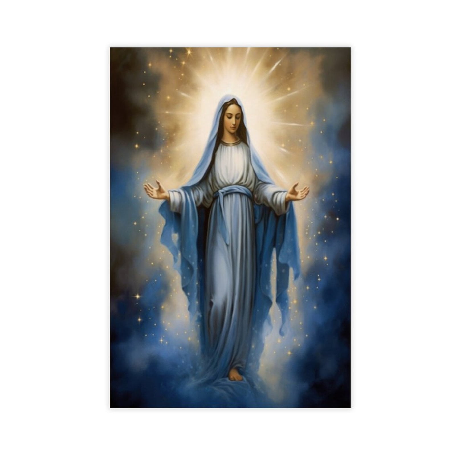 Blessed Virgin Mary Oil Painting Mother of Mary Poster Catholic Print ...