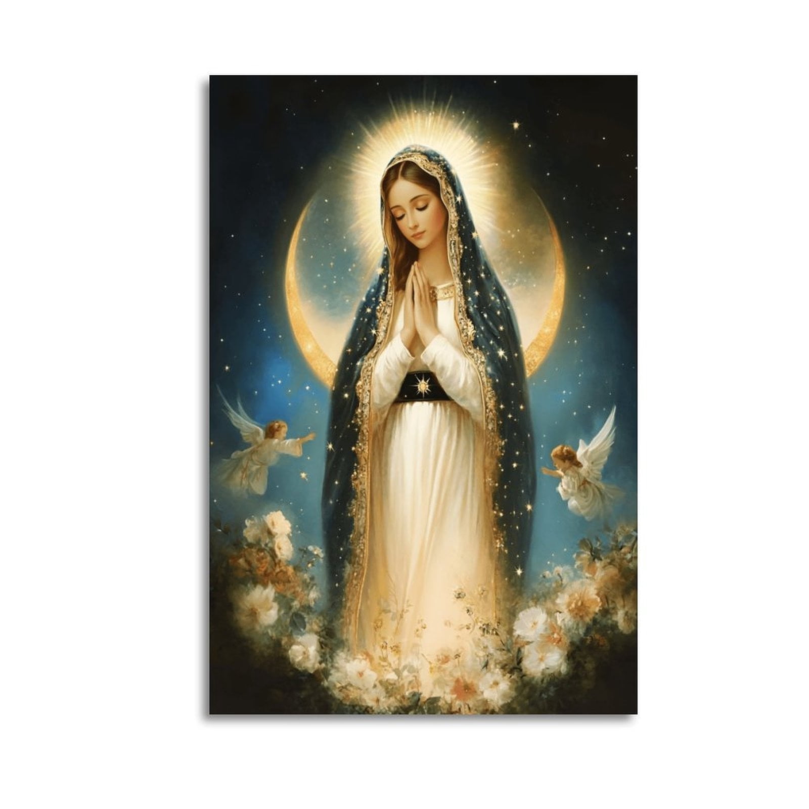 Blessed Virgin Mary Poster Wrapped Wooden Frame Wall Decor,,Canvas Wall ...