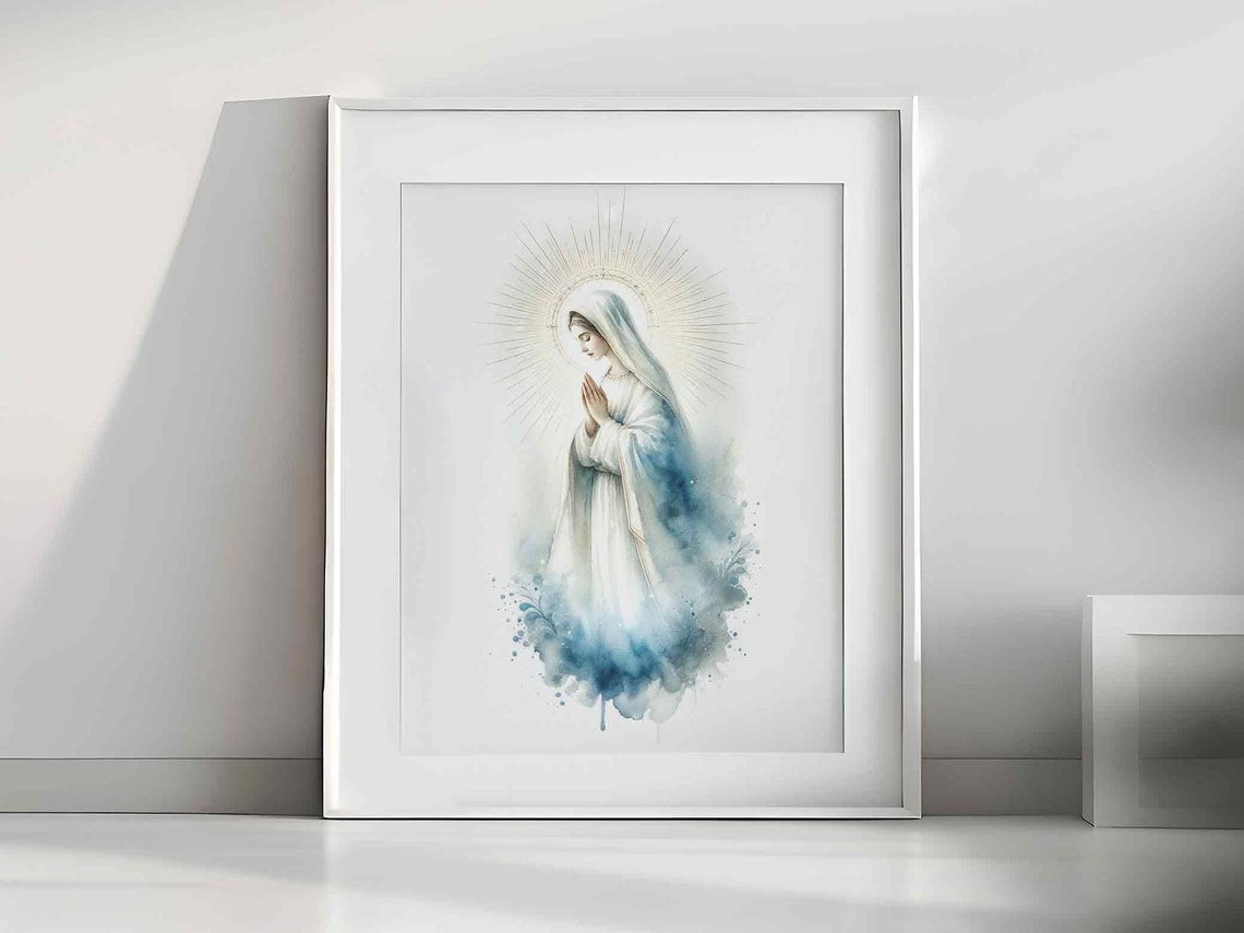 Blessed Virgin Mary Print: Modern Catholic Wall Art Digital Download ...