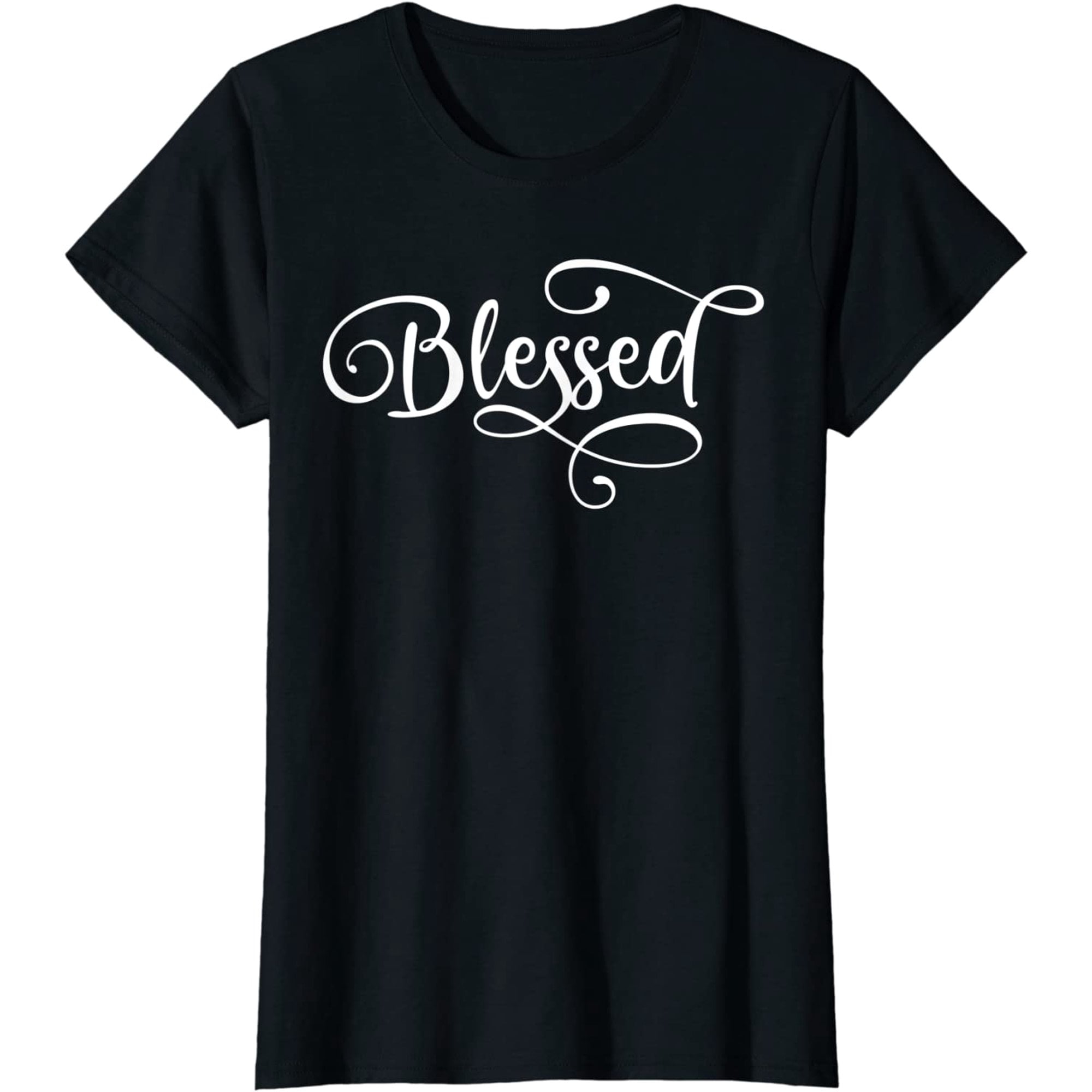 Blessed White Fancy Script Christian Religious God Jesus T-Shirt Gift ...