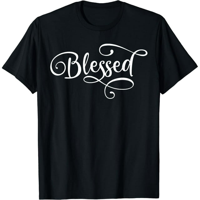 Blessed White Fancy Script Christian Religious God Jesus T-Shirt ...