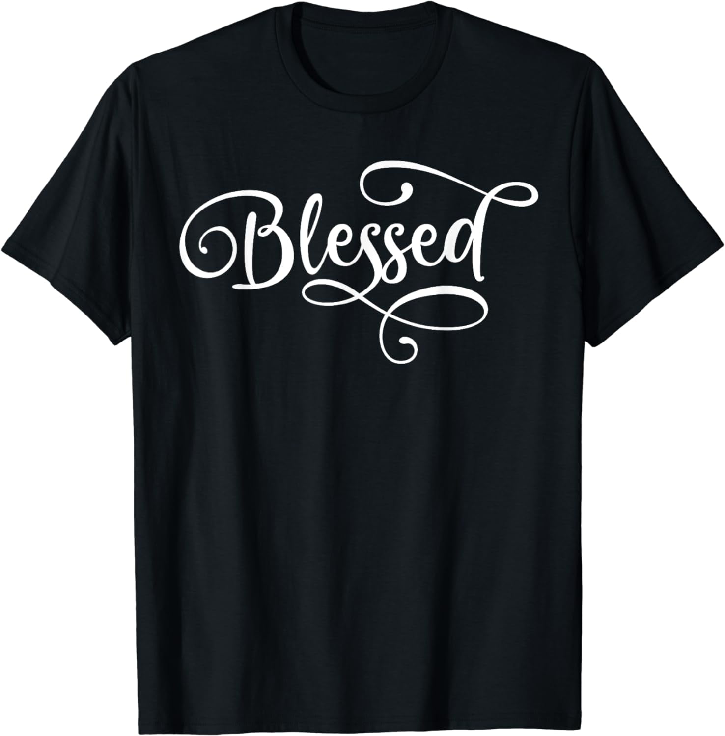 Blessed White Fancy Script Christian Religious God Jesus Cotton T-Shirt ...