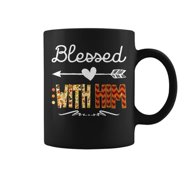 Blessed With Him Thankful For Her Thanksgiving Couples Coffee Mugs ...