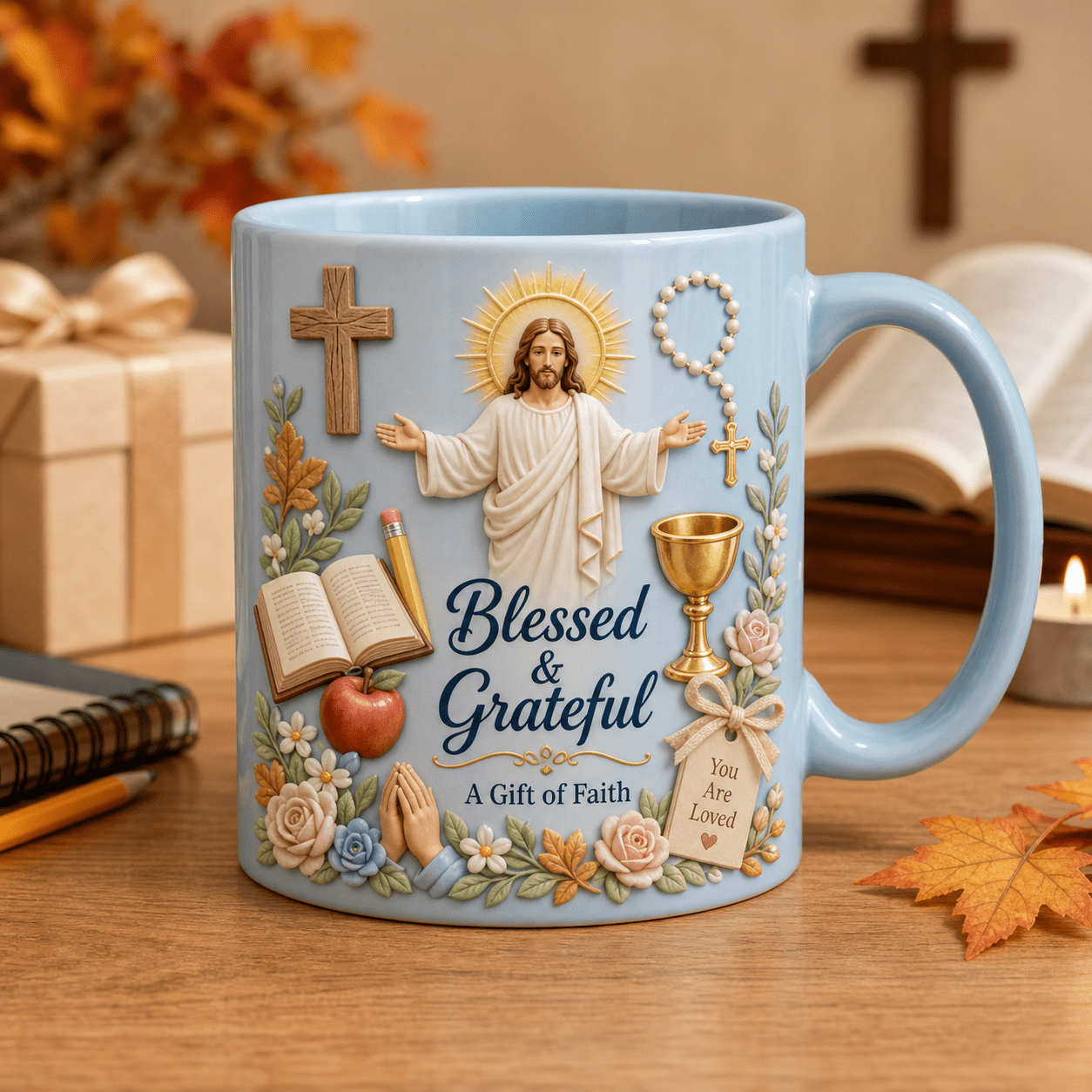 Blessed and Grateful Mug 3D Effect Christian Faith Gift for Teachers ...