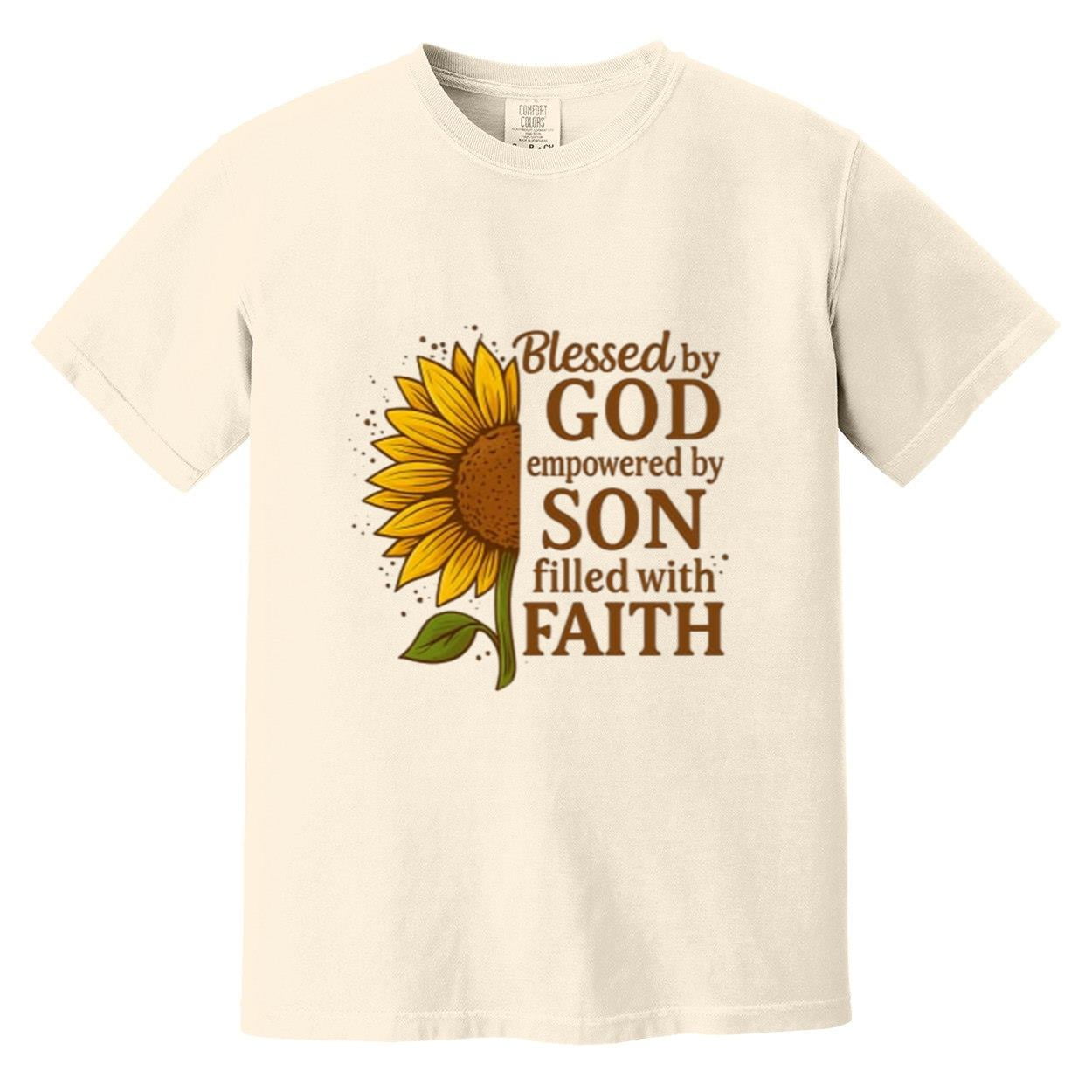Blessed by God Filled with Faith Sunflower Christian Religious Comfort ...