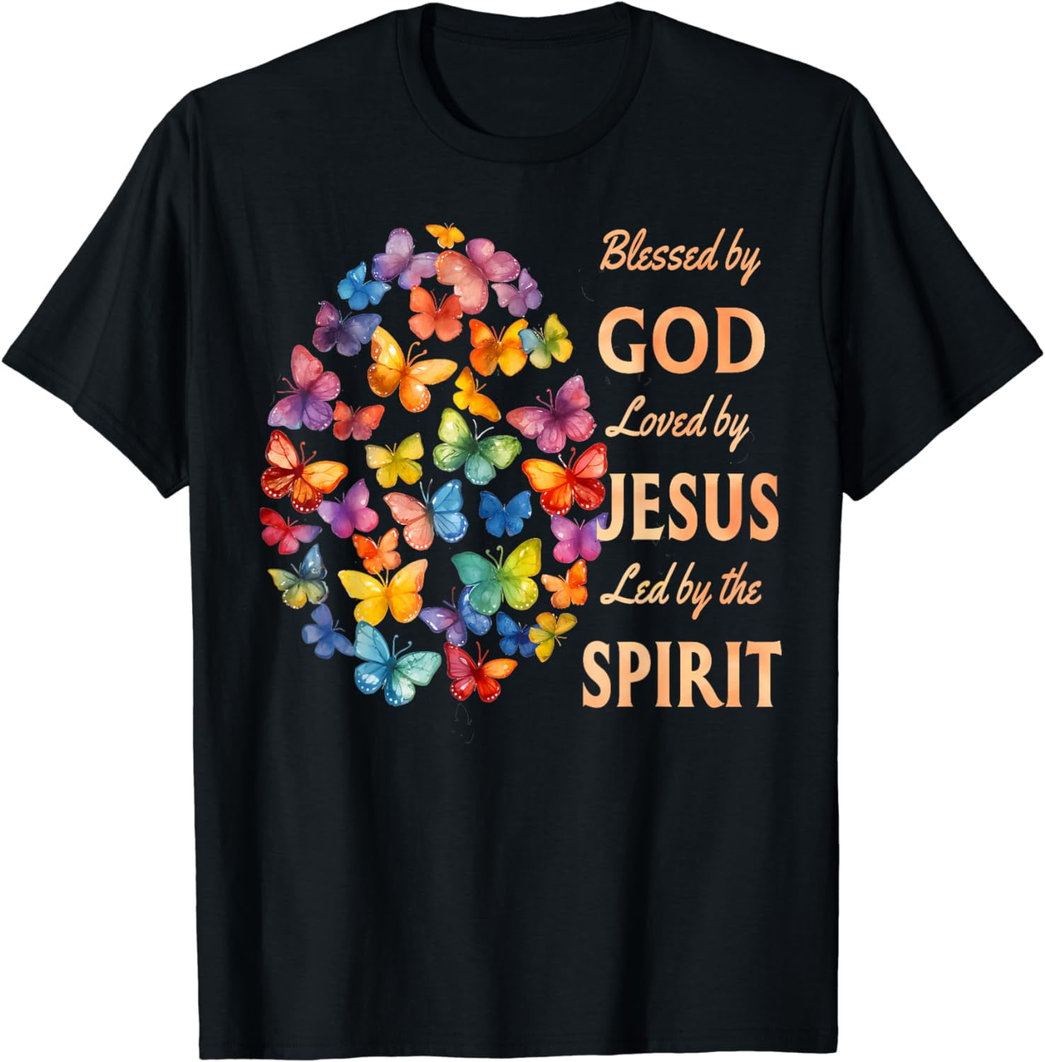 Blessed by God Loved by Jesus Butterfly Egg Christian T-Shirt - Walmart.com