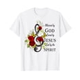 Blessed by God - Loved by Jesus Music Clef and Rose T-Shirt with Floral ...