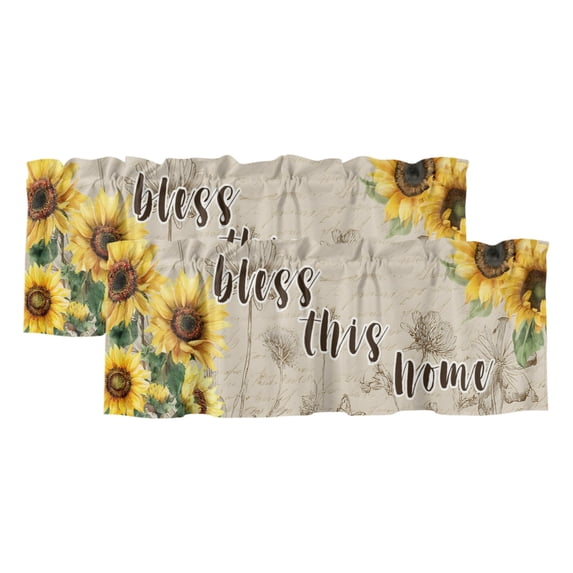 Blesses This Home 2 Panels Kitchen Valance, Sunflower Floral ...
