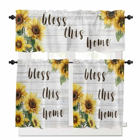 Blesses This Home Kitchen Curtains Valance and Tier Set Sunflower ...