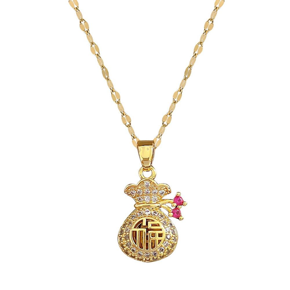 Blessing Character Necklace,Dainty Gold Blessing Character Pendant ...