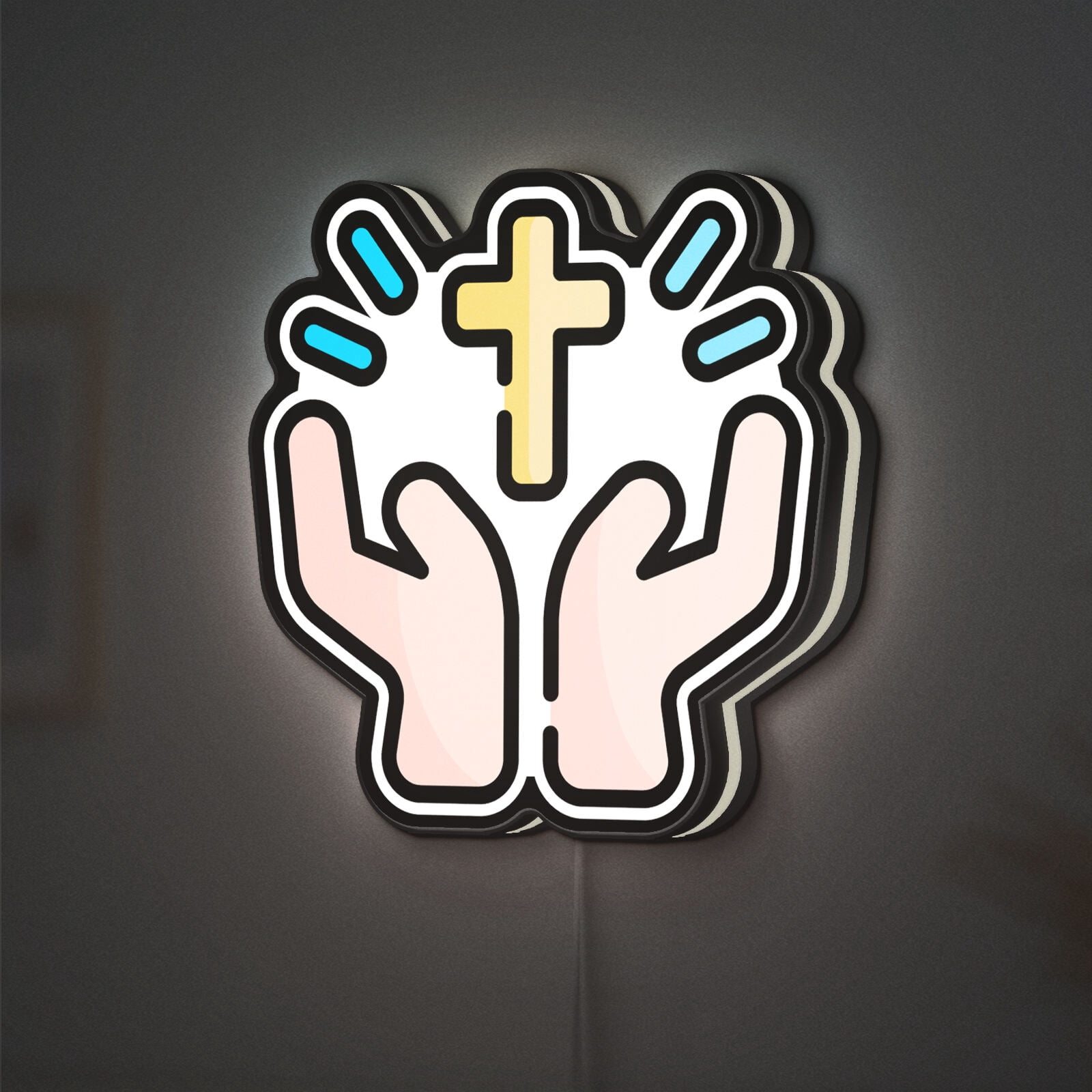 Blessing Hands Cross 3D Novelty Light Box for Christian Faith Decor ...