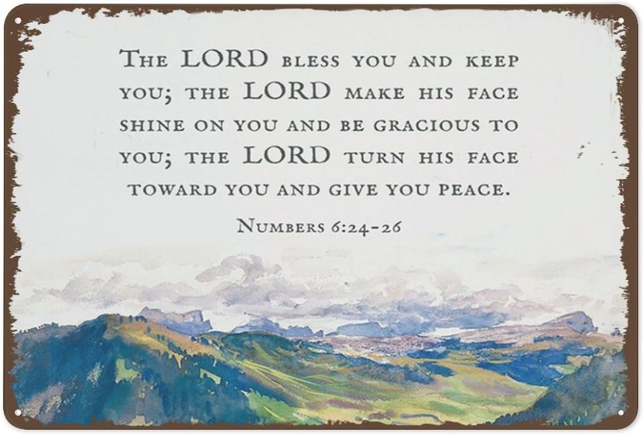 Blessing Metal Tin Sign Metal Poster,Lord Bless You and Keep You,Numbers 6：24-26,Watercolor ...