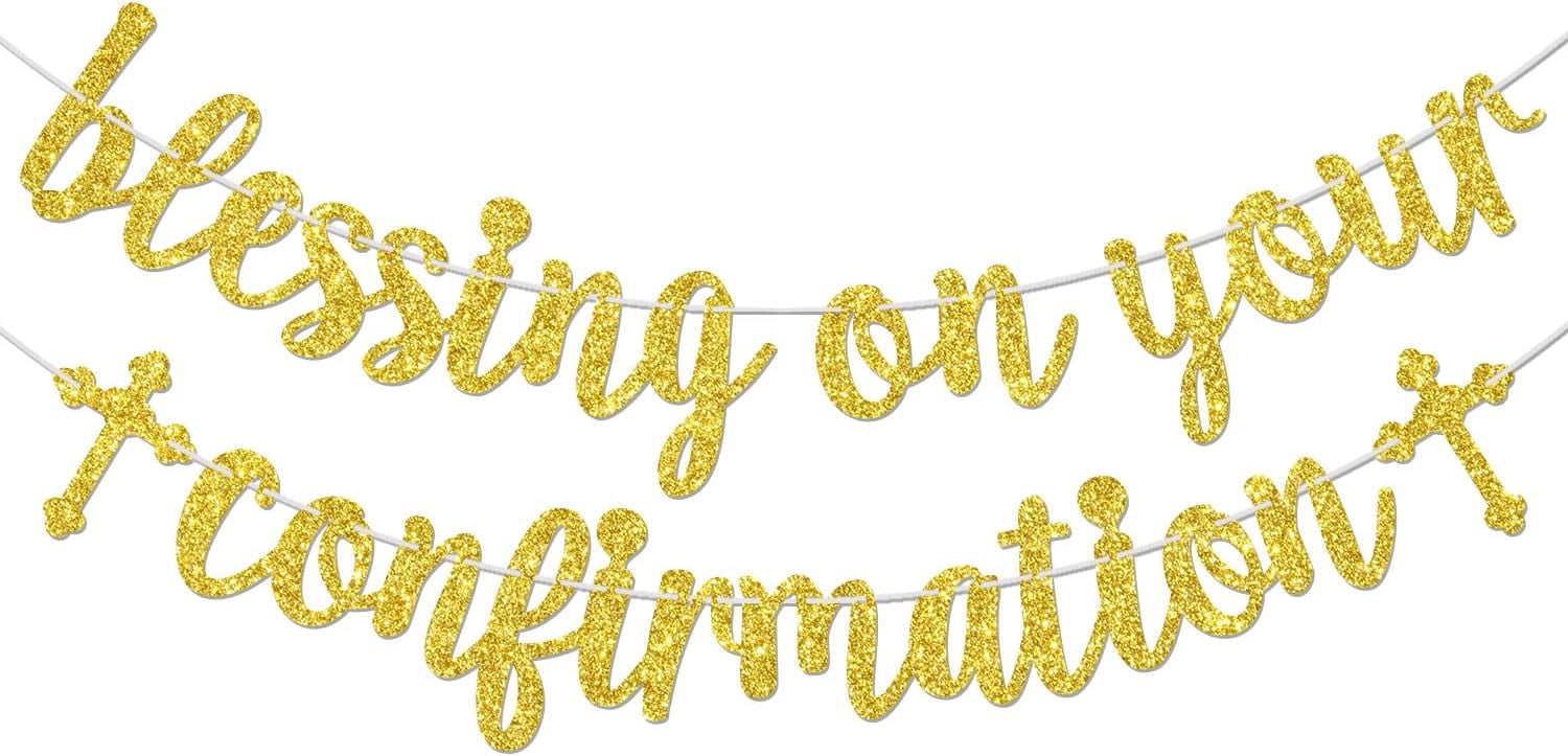 Blessing On Your Confirmation Gold Glitter Banner with Crosses ...
