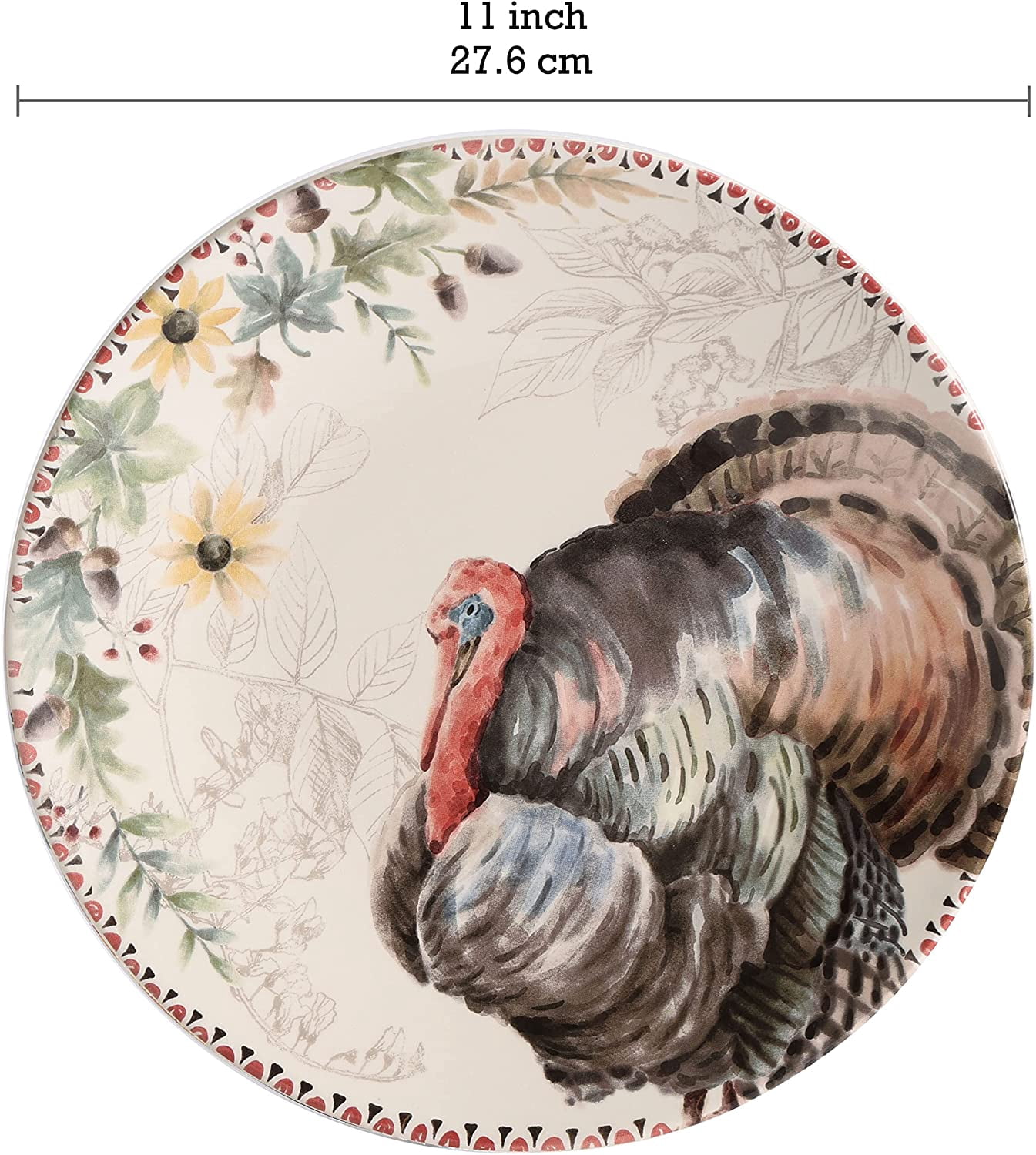 Blessing Season Dinner Plates Set of 4, 11 Inch Large Ceramic Plates ...