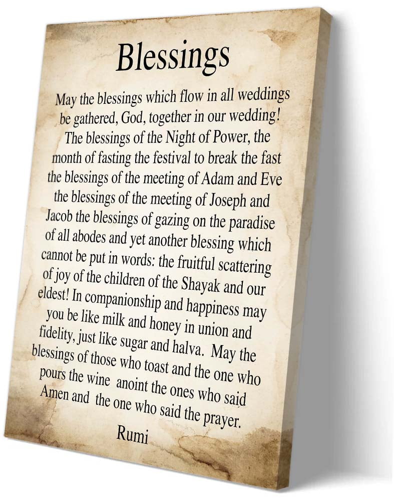 Blessings By Rumi Poem Wall Decor Marriage Poem Wall Art Classic Love ...