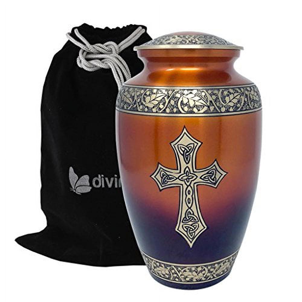 MEMORIALS4U Sunset Gold Finish Cross Urn - Handcrafted Adult Funeral ...