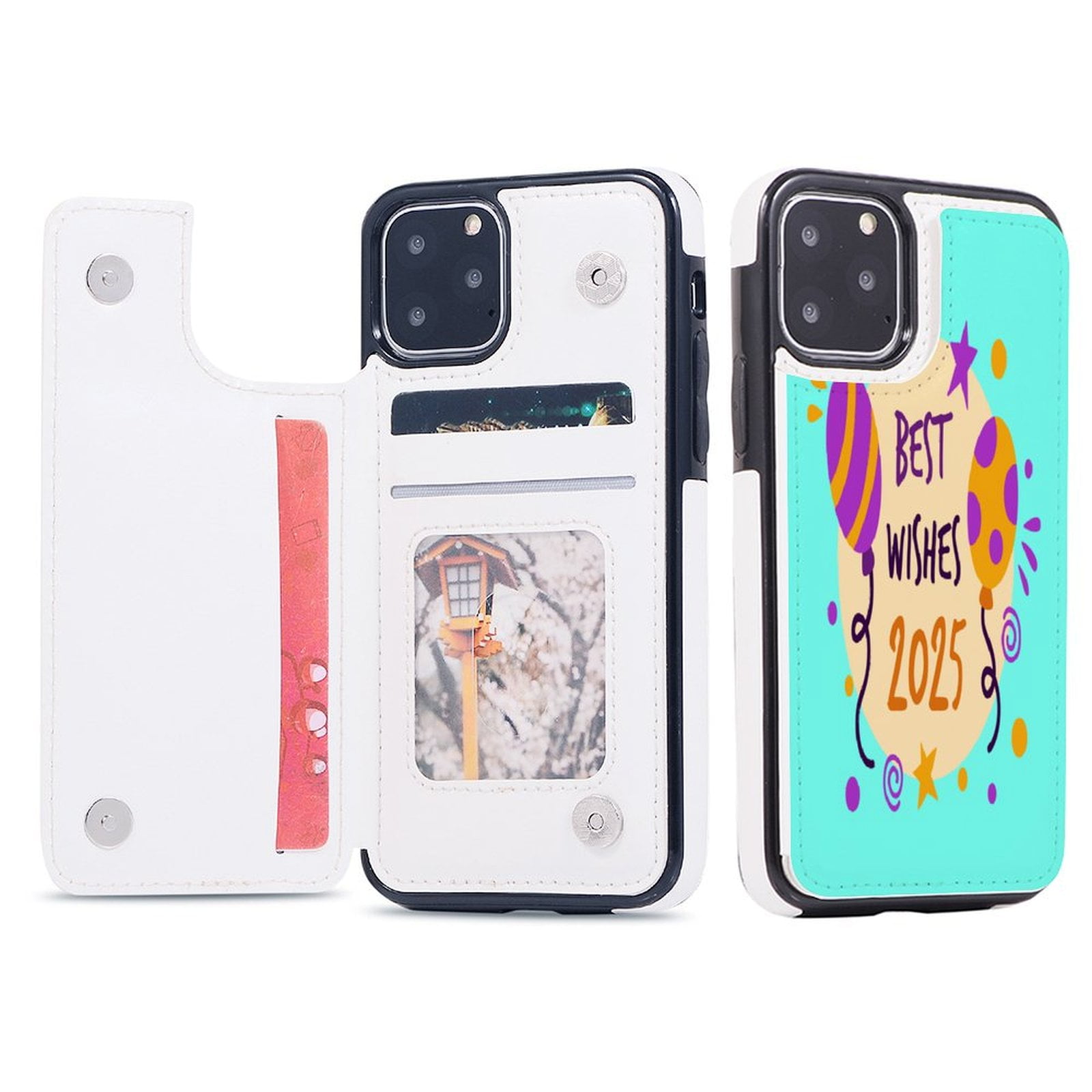 Blessings, New Year, 2025 Leather Wallet Case for iPhone 16 15 14 13 12 ...