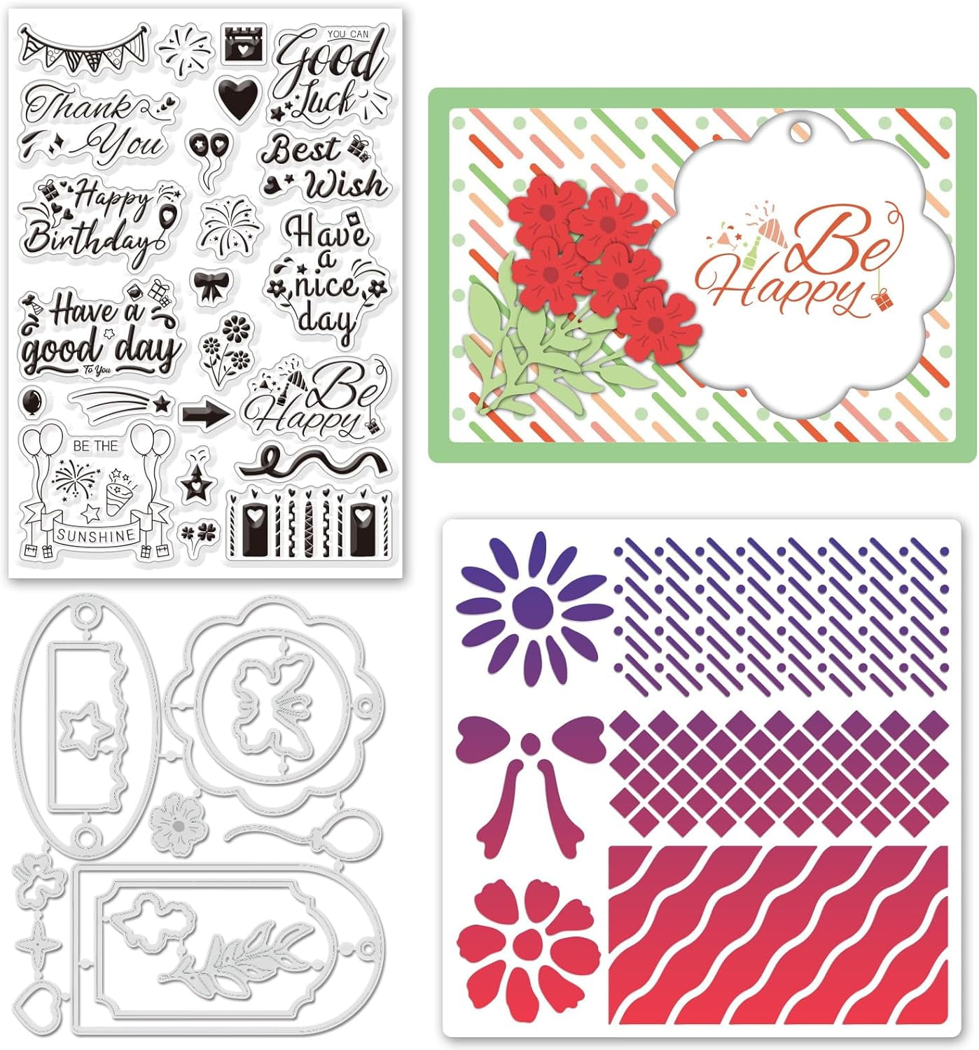 Blessings Words Label Silicone Clear Stamps Metal Birthday Background ...