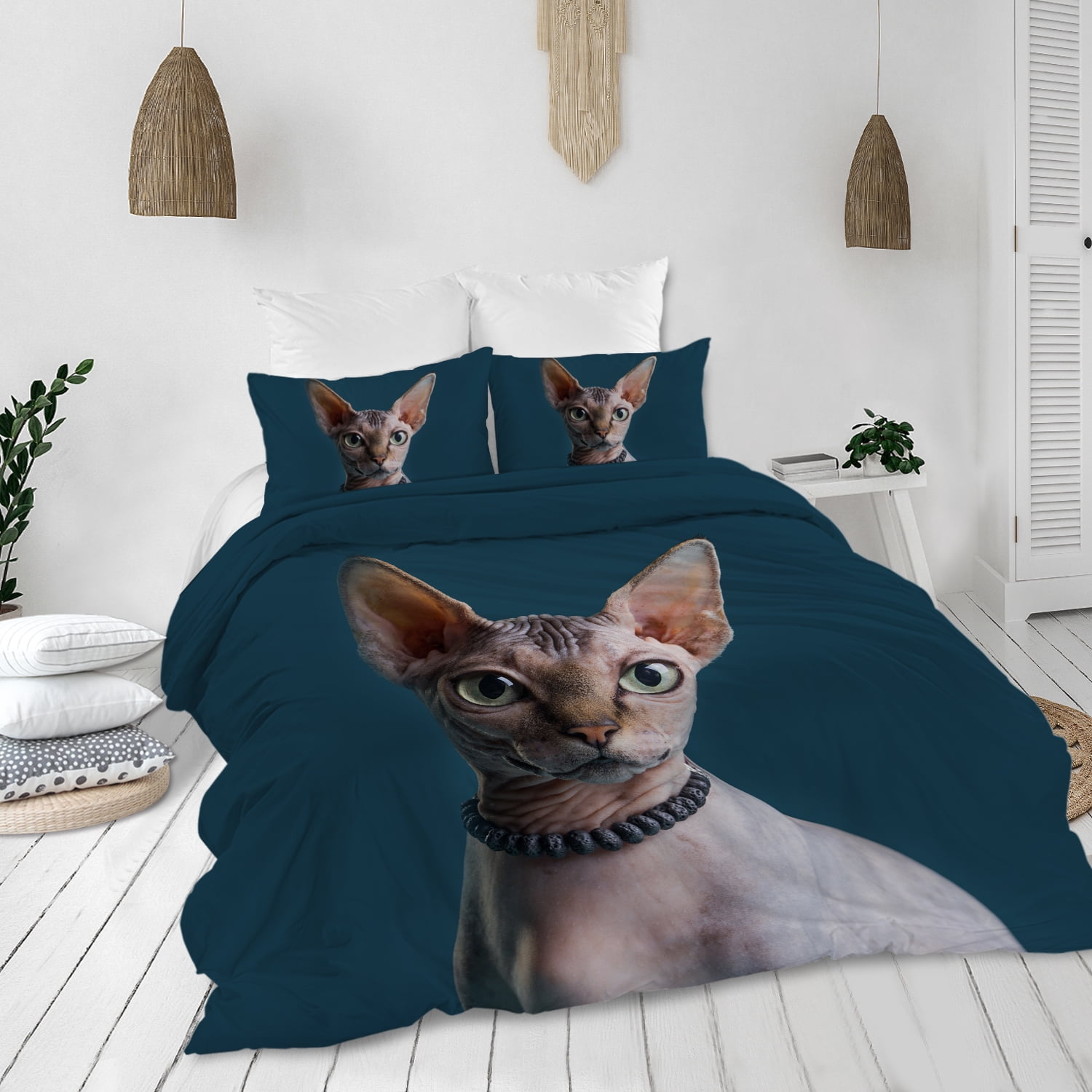 Blessliving Twin Duvet Cover Set Cat Print Bedding Set Comforter Cover ...