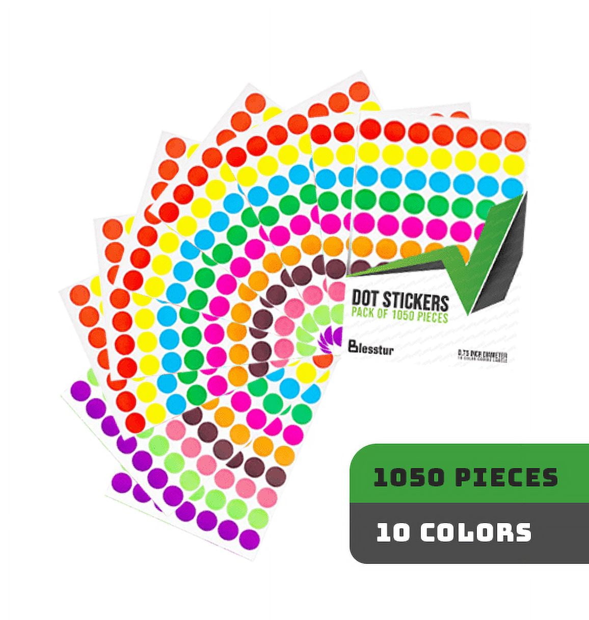 Blesstur 1050 PCS Dot Stickers- Circle Stickers, 10 Color Style ...