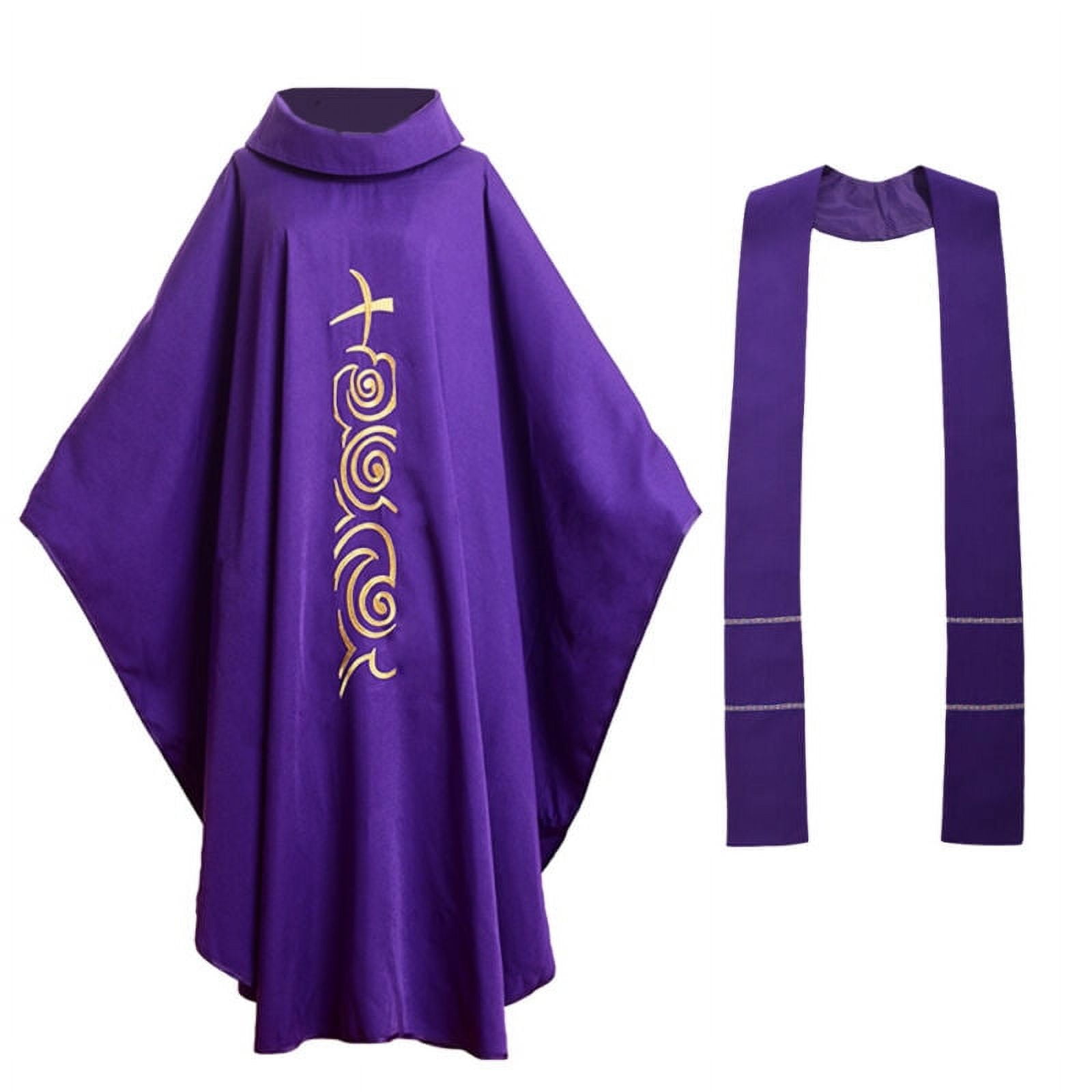 Blessume Church Purple Chasuble Cross Embroidered Priest Vestments Robe ...