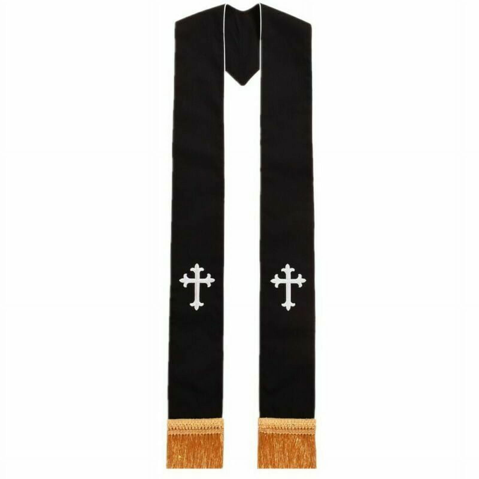 Blessume Clergy Cross Embroidery Black Stole Church Priest Holy Stole 4 ...