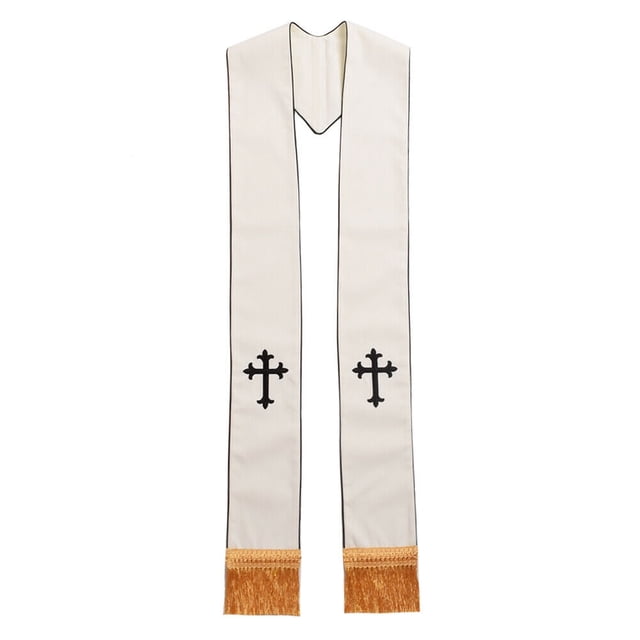 Blessume Stoles Clergy White Stole Holy Cross Embroidery Stole ...
