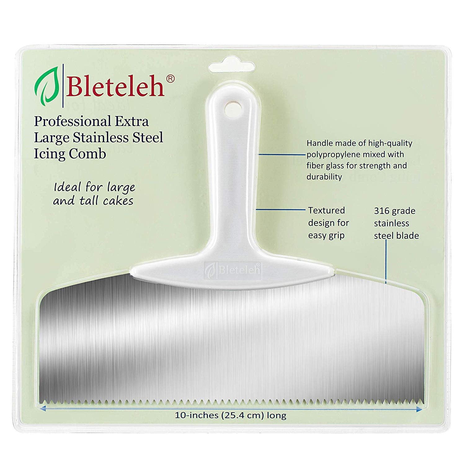 Bleteleh Large 10-inch Stainless Steel Cake Decorating Comb and Icing ...