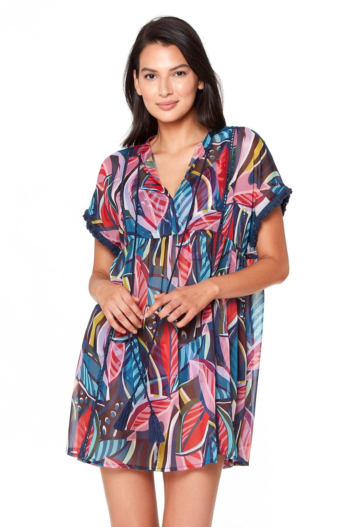 Bleu Rod Beattie Women's Chiffon Tunic Swim Cover Up Multi L - Walmart.com