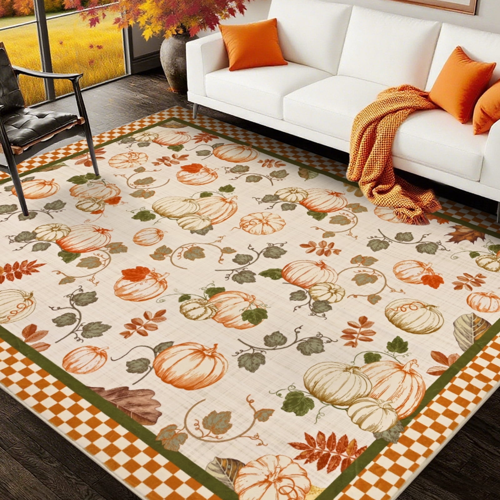 Bleum Cade 5'x7' Fall Area Rugs for Living Room,Pumpkins Rug Ultra Soft ...
