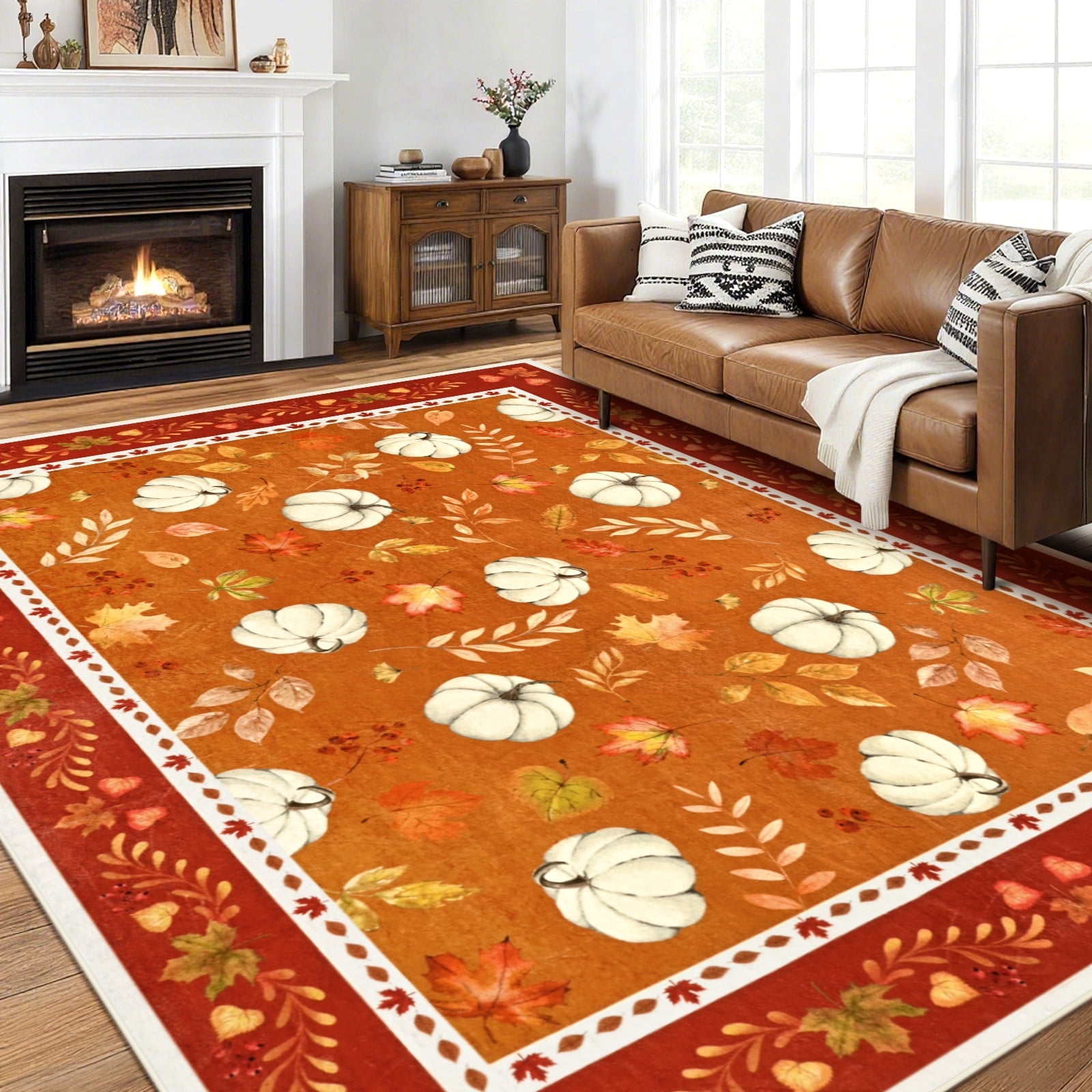 Bleum Cade 5'x7' Fall Area Rugs for Living Room,Pumpkins Rug Ultra Soft ...