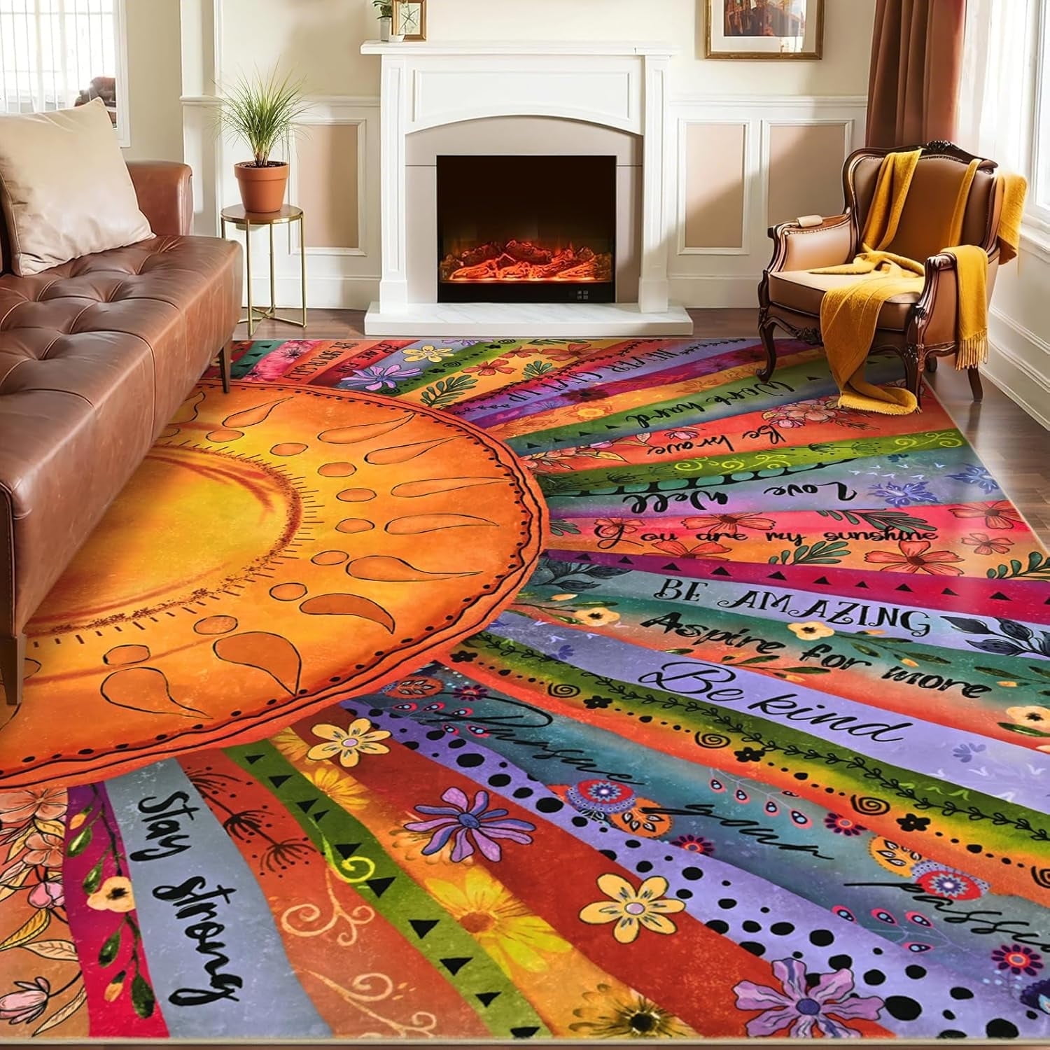 Bleum Cade Area Rugs for Living Room 8x10,Boho Sun Rugs, Washable Area ...