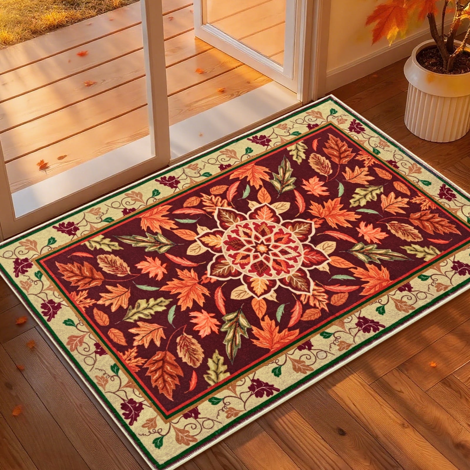 Bleum Cade Fall Area Rugs 2x3 Entryway Rug,Maple Leaf Non Slip Washable ...