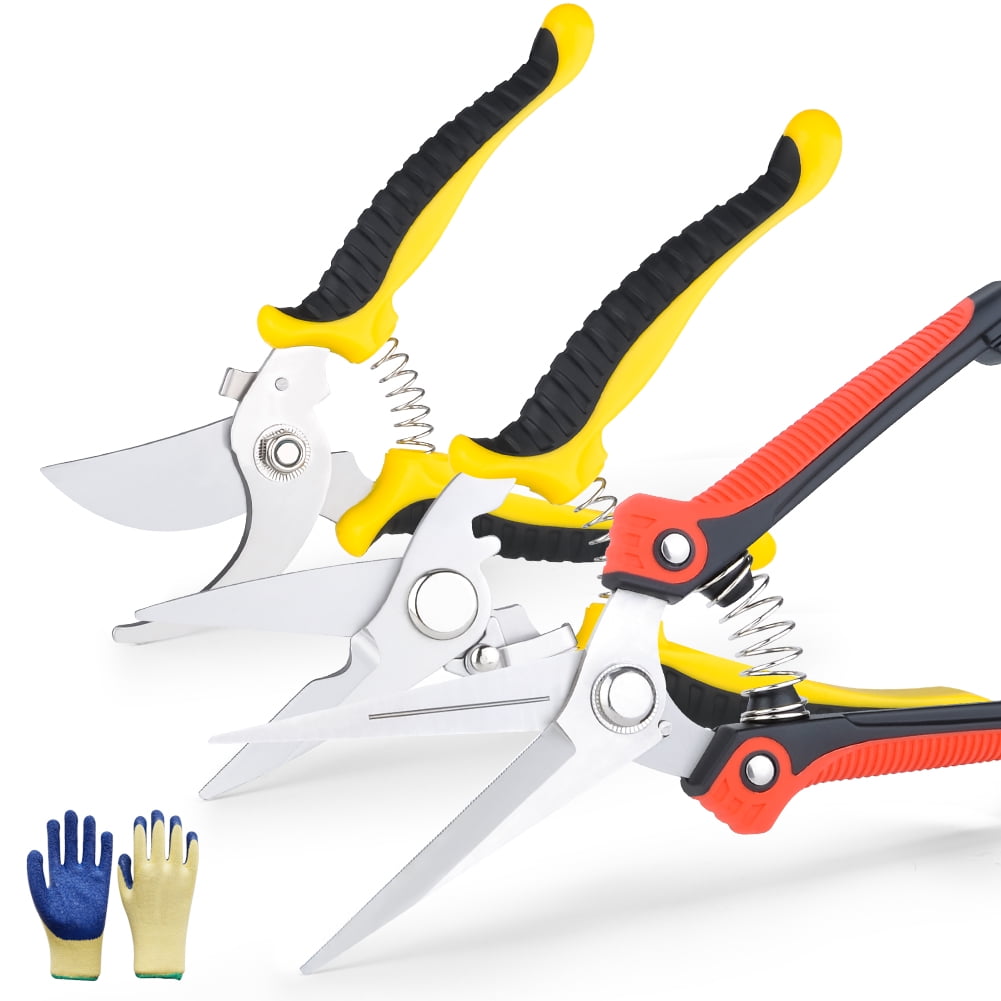 Blibly 3 Pack Pruning Shears Stainless Steel Garden Shears Set Sharp ...
