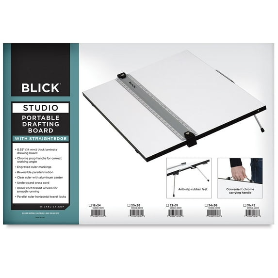 Blick Portable Tabletop Drafting Board with Parallel Ruler Straight ...