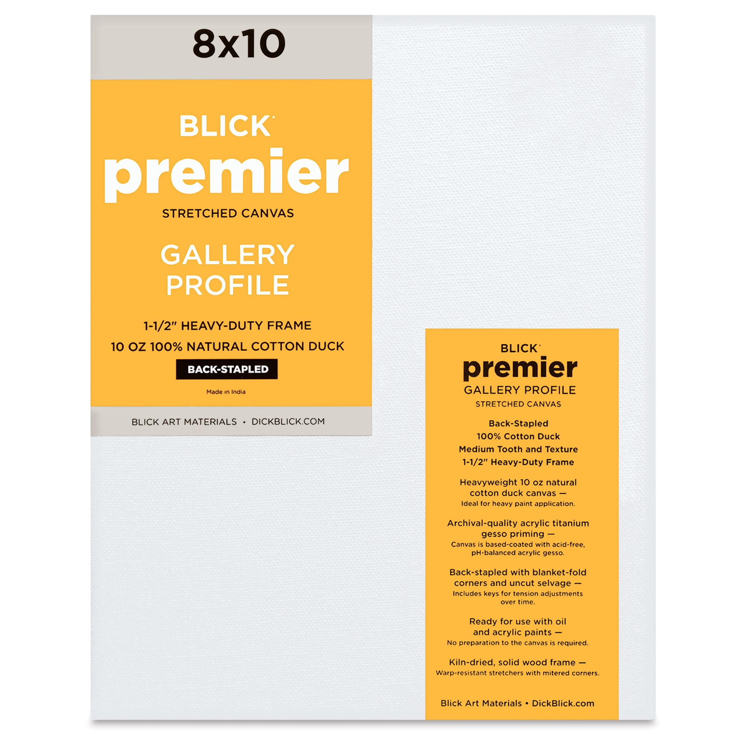 Blick Premier Stretched Cotton Canvas - Gallery Profile, Back-Stapled ...