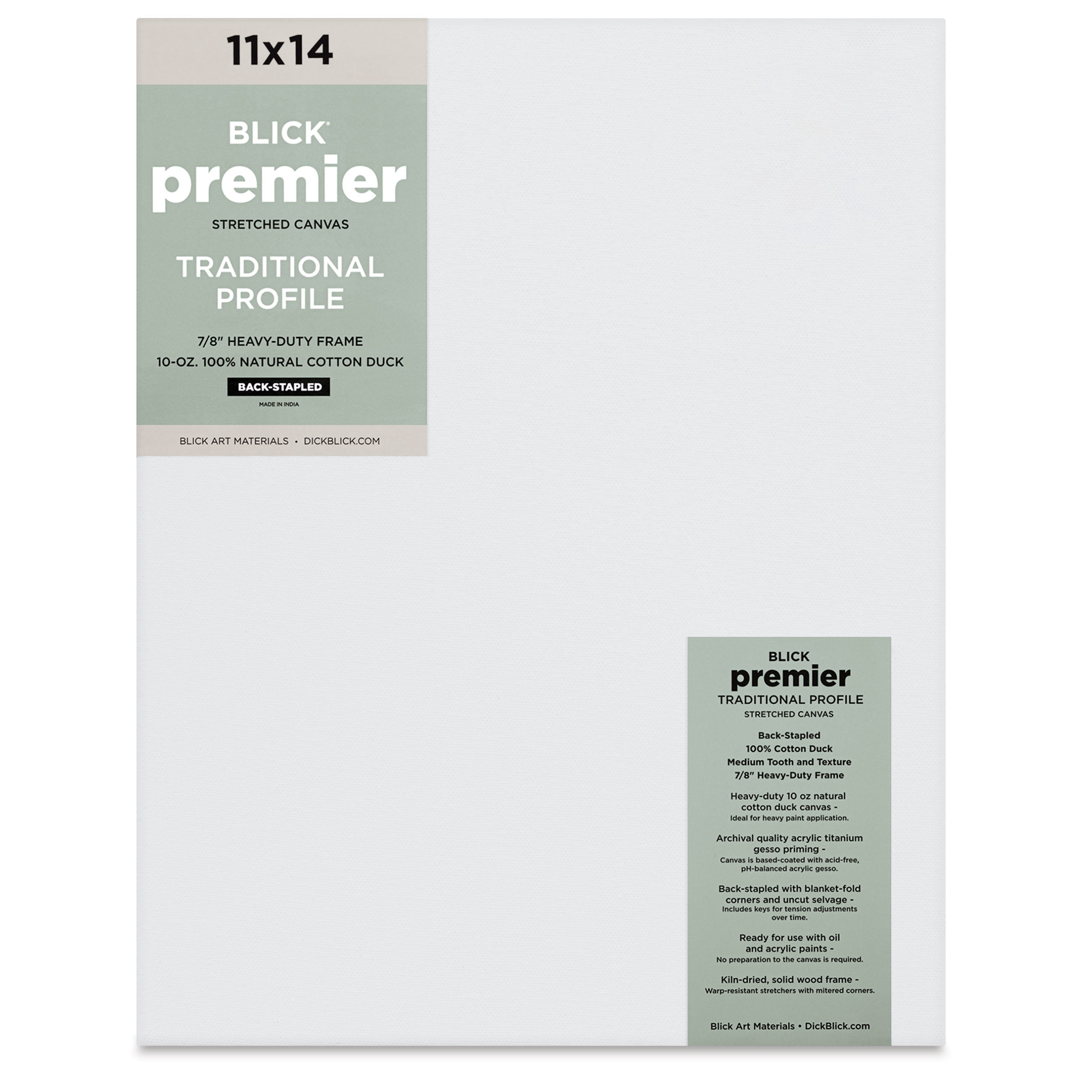 Blick Premier Stretched Cotton Canvas - Traditional Profile, Back ...
