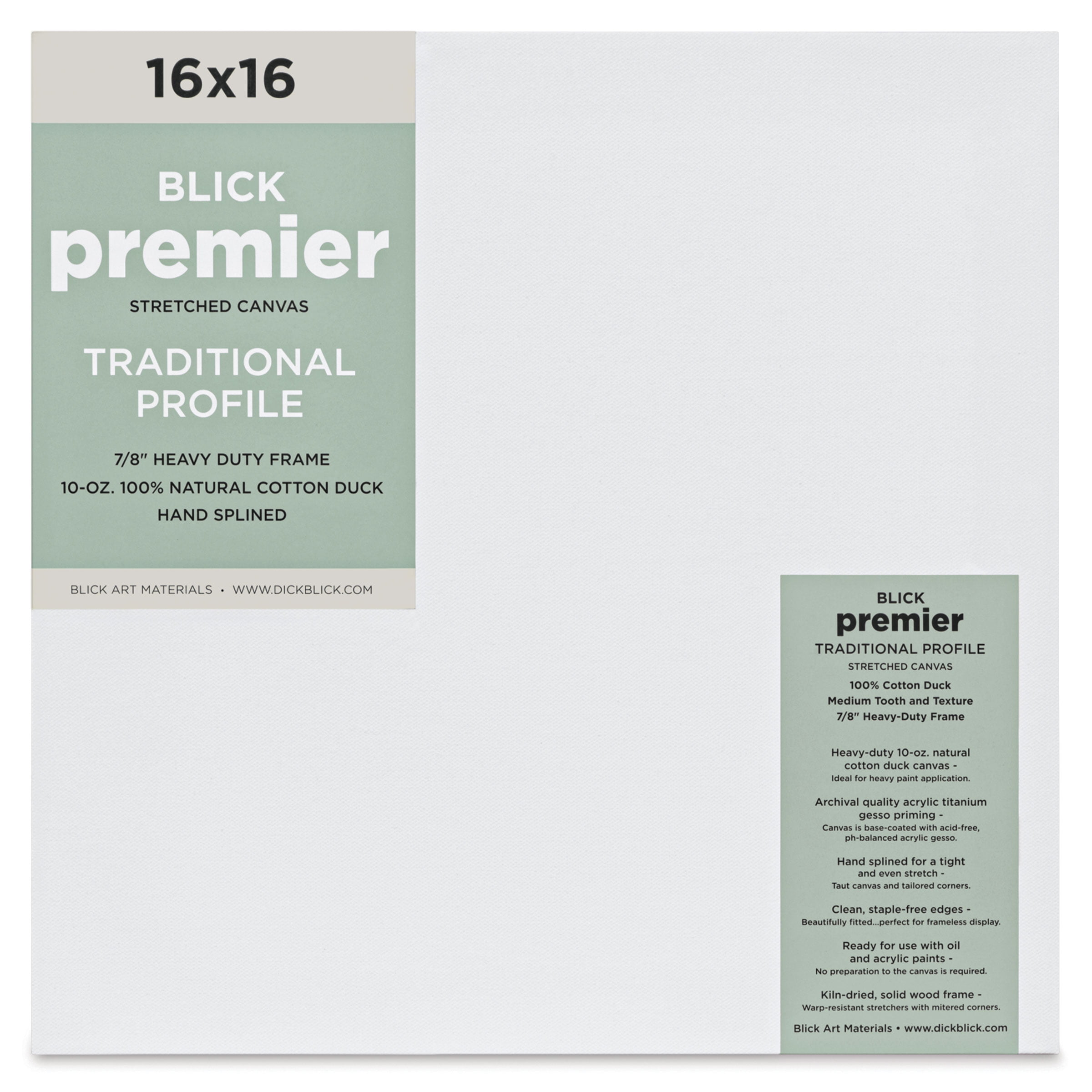 Blick Premier Stretched Cotton Canvas - Traditional Profile, Splined ...