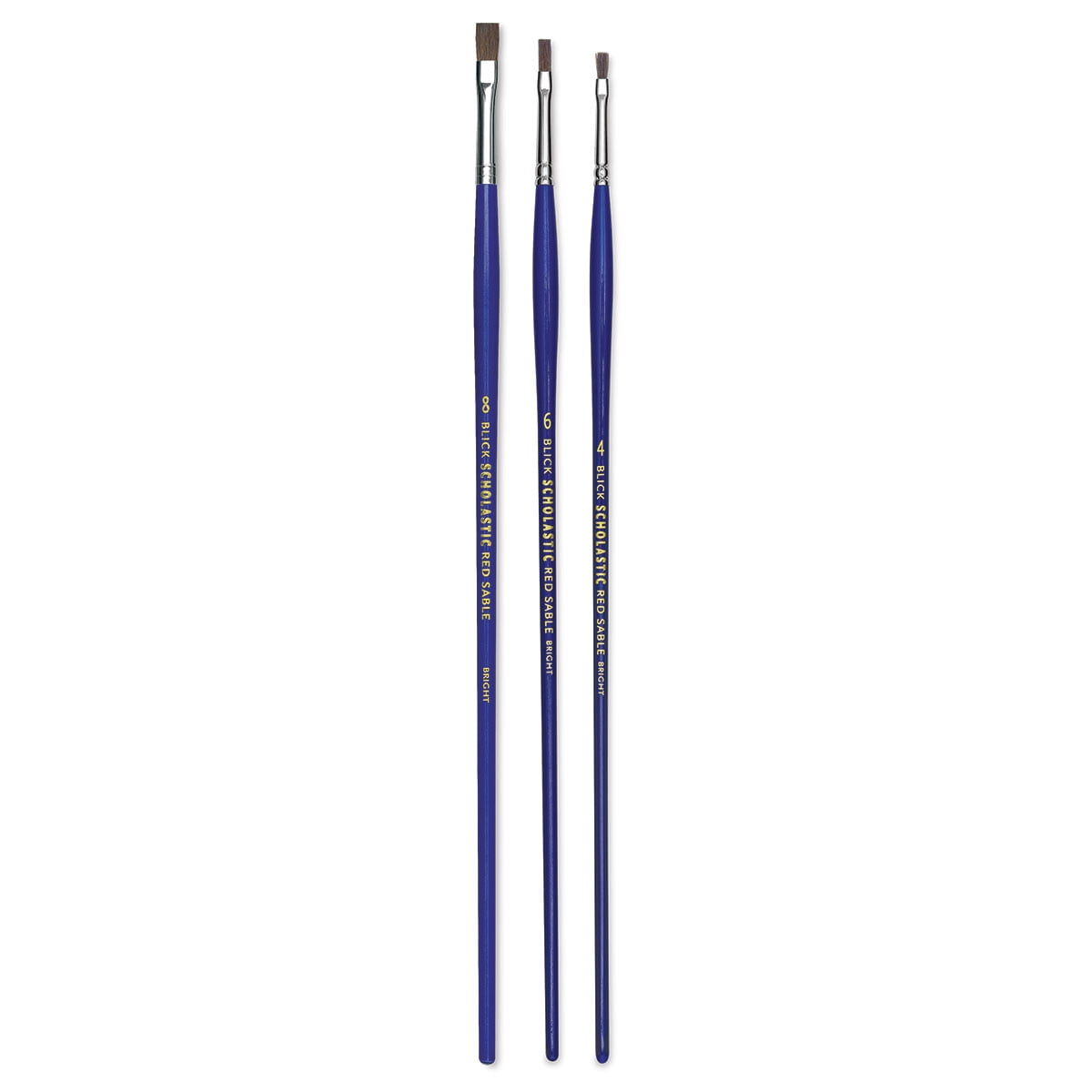 Blick Scholastic Red Sable Brush Set - Bright, Long Handle, Set of 3 ...