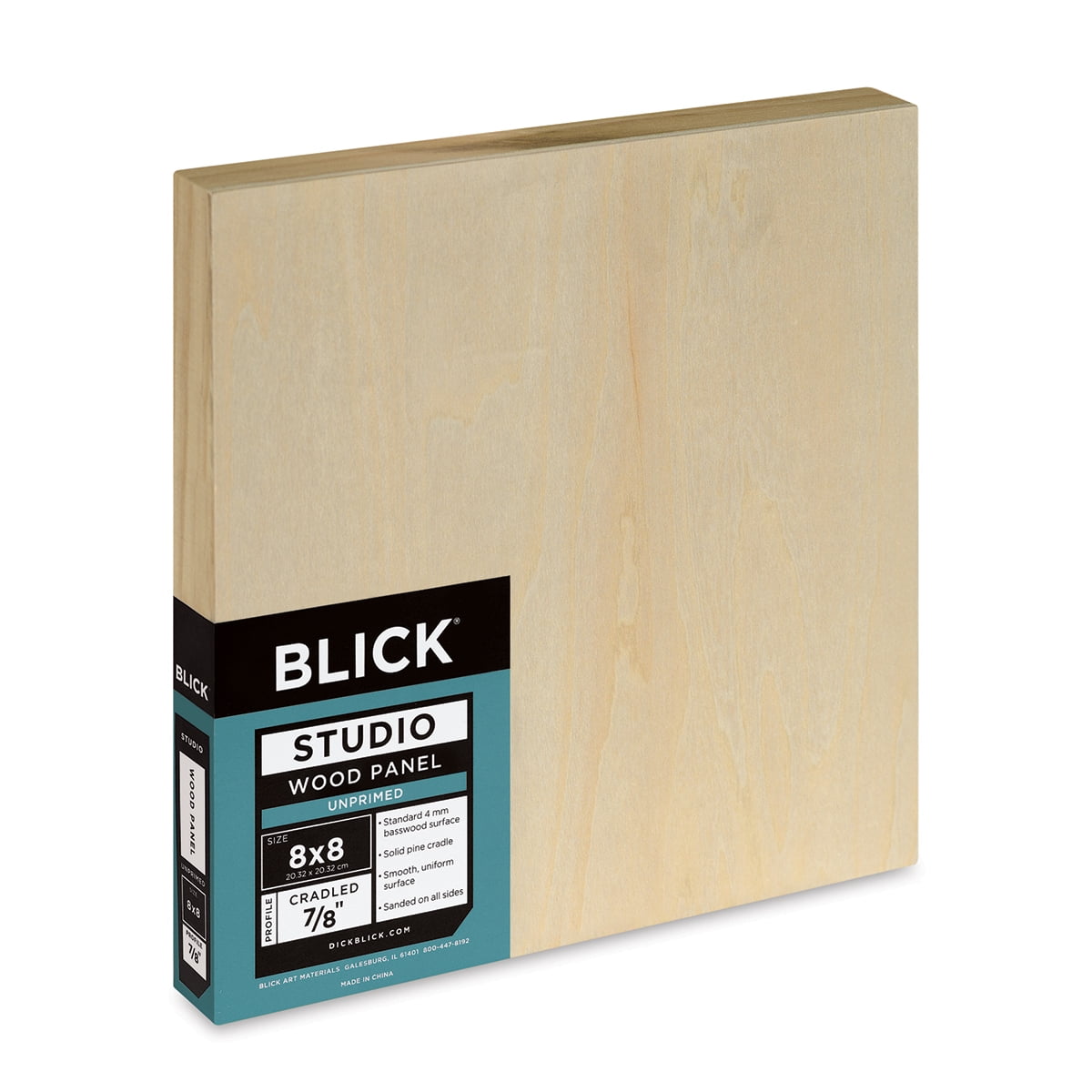 Blick Studio Artists' Wood Panel - Flat Cradle, 8" x 8", 7/8" Cradle ...